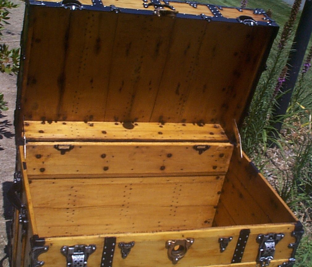 884 Restored Antique Trunks For Sale | Oak Slat Trunk Dome Tops ...